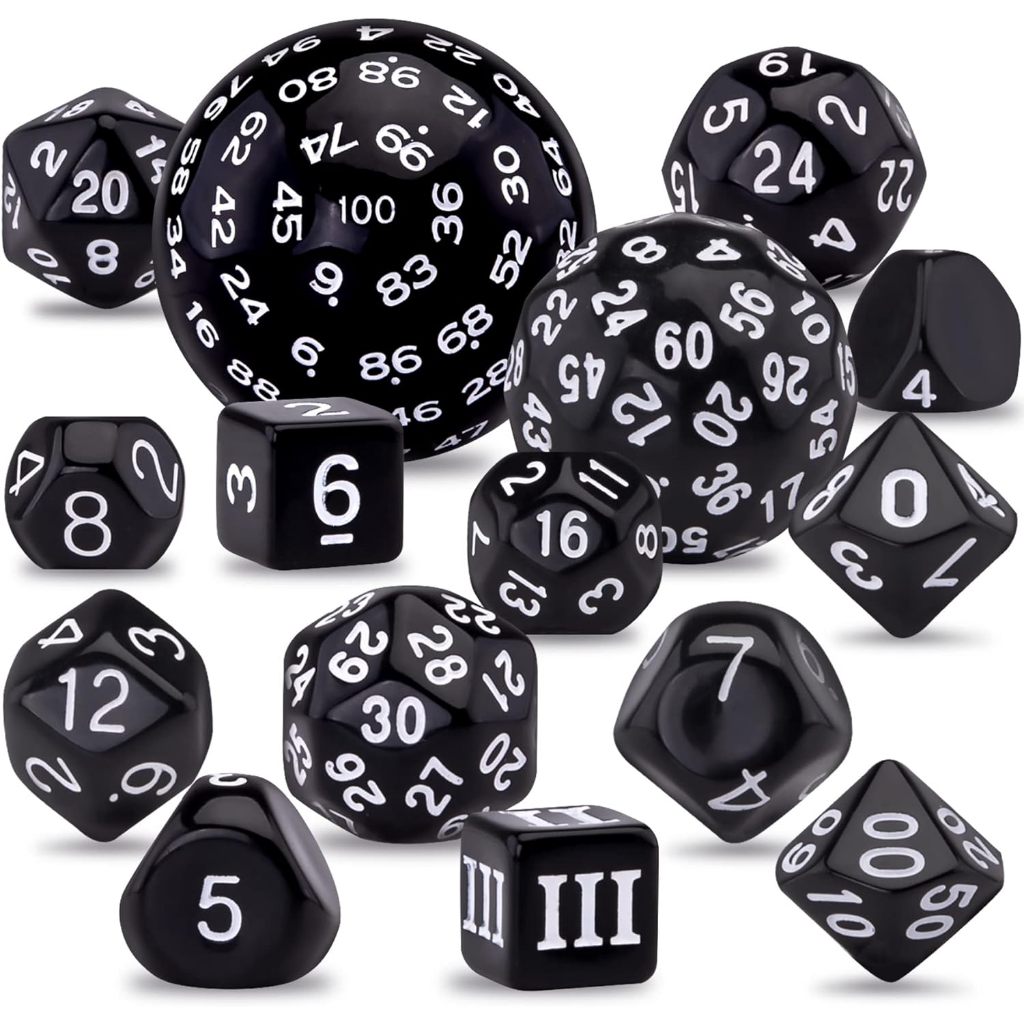 15-Piece Complete Polyhedral Dice Set D3-D100 Game Dice Set with ...