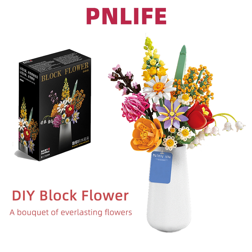 PNLIFE Block DIY Flower Bouquet S2261 Romantic Florist Series toys gift ...