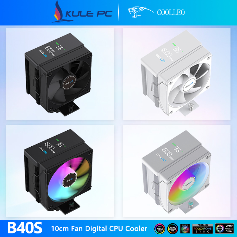 Coolleo B40S DIG V2 ARGB CPU Cooler Temperature Digital Display 10cm PC ...