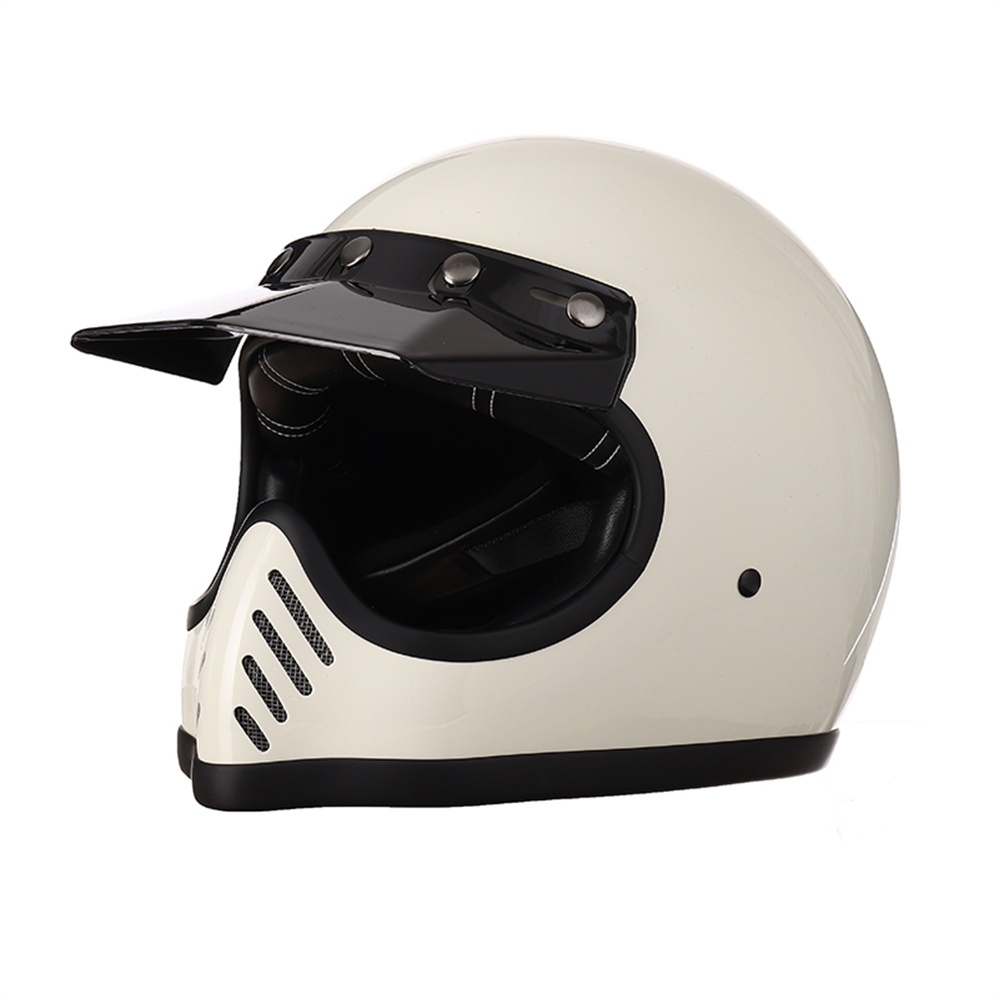 Motorbike Scooter Fiberglass Shell Full Face Vintage Motorcycle Helmet ...