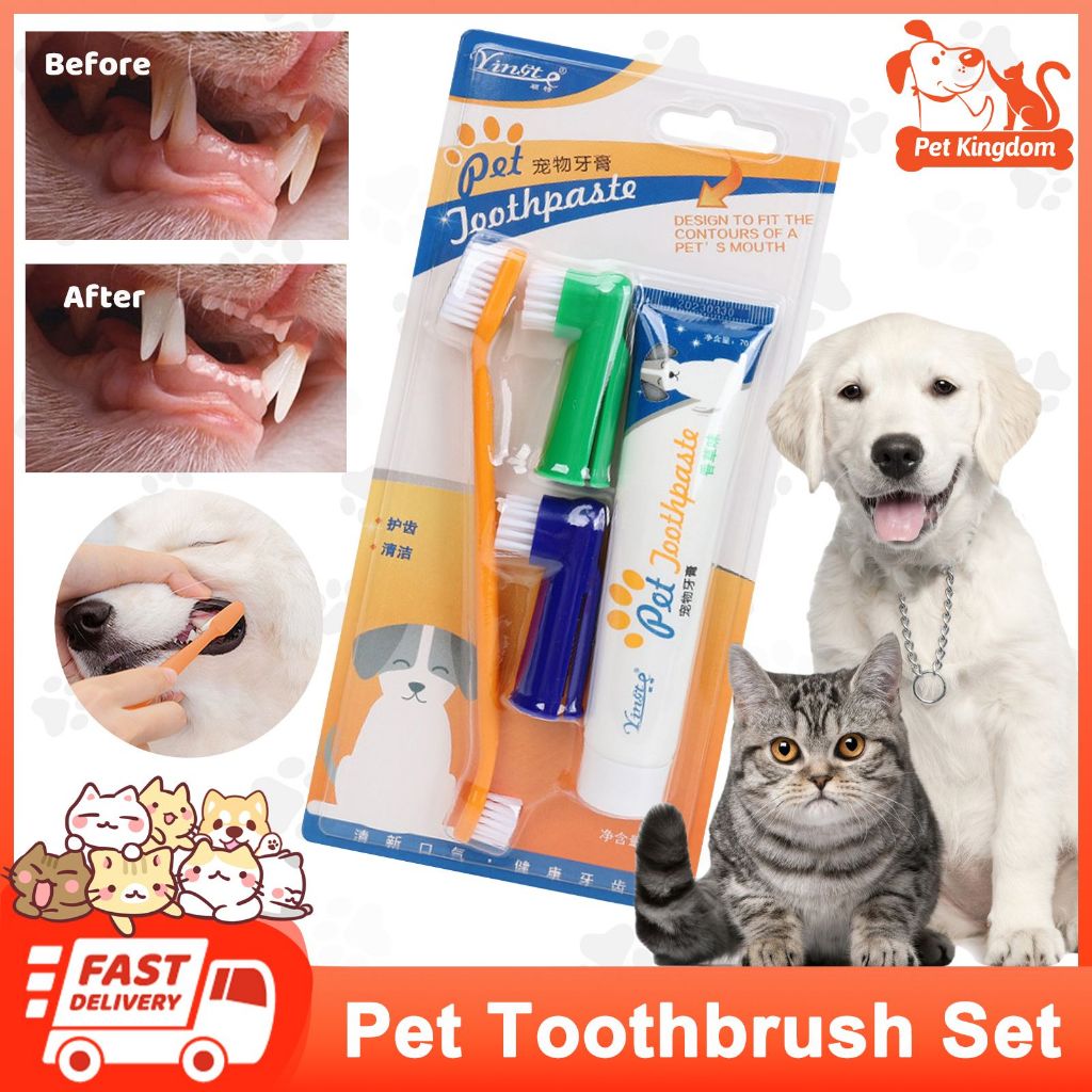 COD 4pcs/set Dog Toothbrush Set Pet Supplies Cat Toothpaste Set Mouth ...