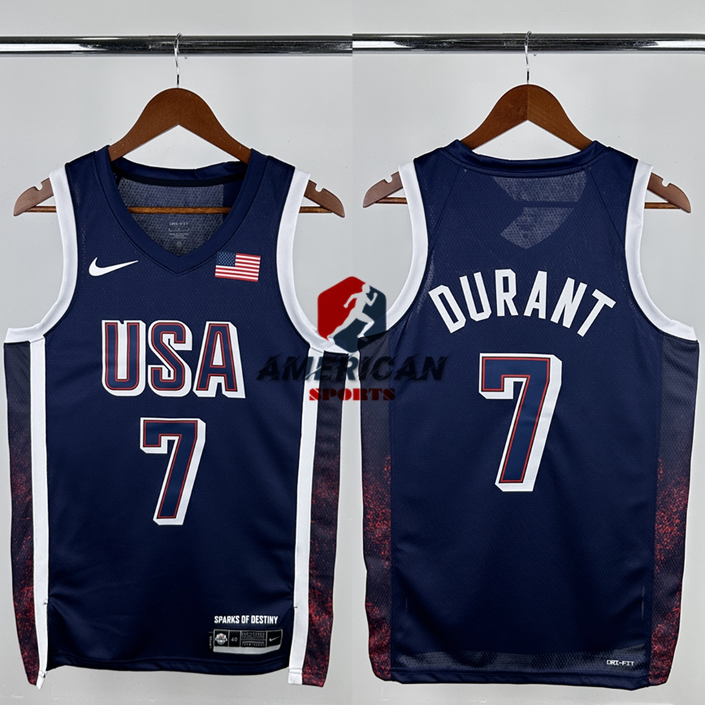 2023-24 Olympic Team USA Men's Kevin Durant Blue Basketball Jersey ...