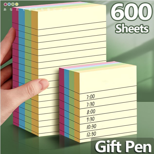 600 Sheets Long Line Sticky Note Paper 100*150mm Multicolor Note Paper ...