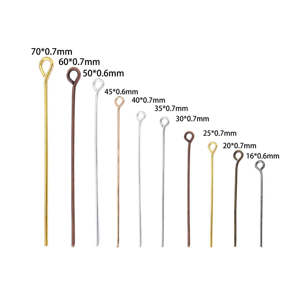 100-200 Pieces of 16-70mm Rhodium Gold Silver Eye Head Pin Beads for ...
