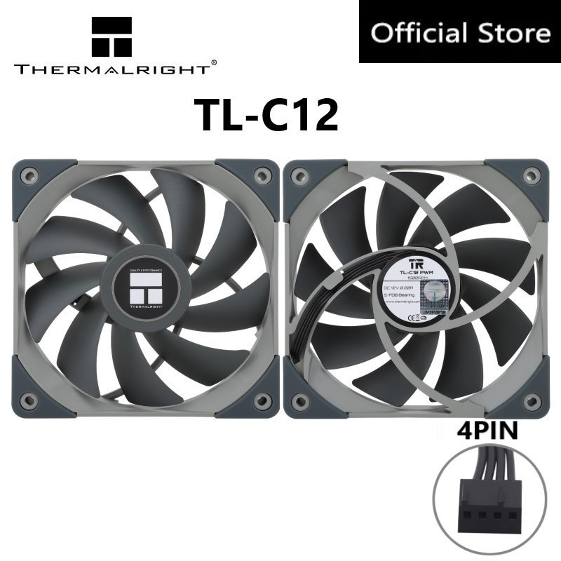Thermalright TL-C12 CPU Cooling Fan 120mm Fan Quiet 4pin PWM PC Fan ...