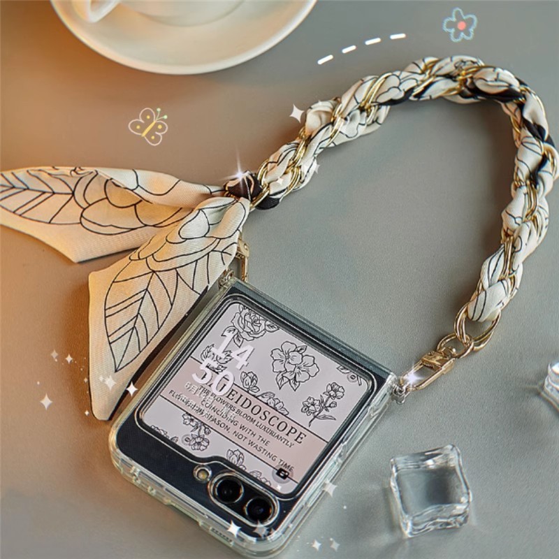 Transparent mobile phone case Samsung Galaxy Z Flip 3 4 5 6 with silk ...