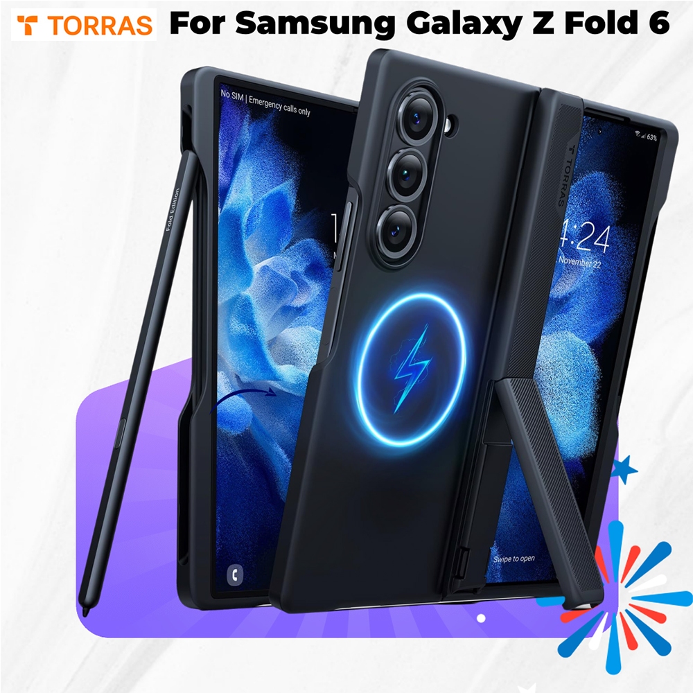 TORRAS Magnetic Armour Stand For Samsung Galaxy Z Fold 6 Phone Case ...