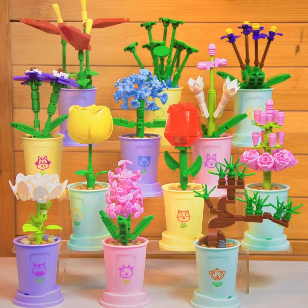 Lucky Flower Accumulated Wood Flower Series Micro particle building ...
