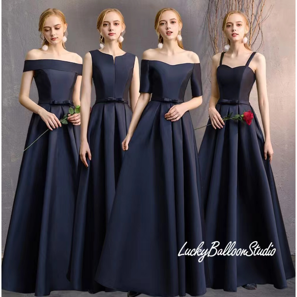 Bridesmaid Dresses Dark Navy Blue Long New Maxi Prom Dress Temperament ...