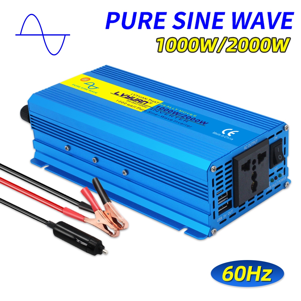 Pure Sine Wave Inverter 1000W 2000W DC 12V to AC 220V-240V 50Hz / 60Hz ...