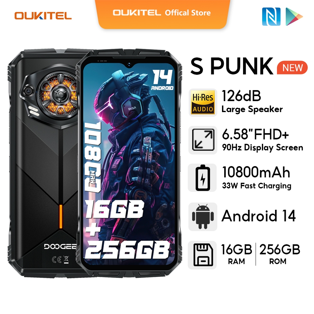 OUKITEL Doogee S Punk Android 14 16GB+256GB 10800mAh Mobiless 6.58 ...