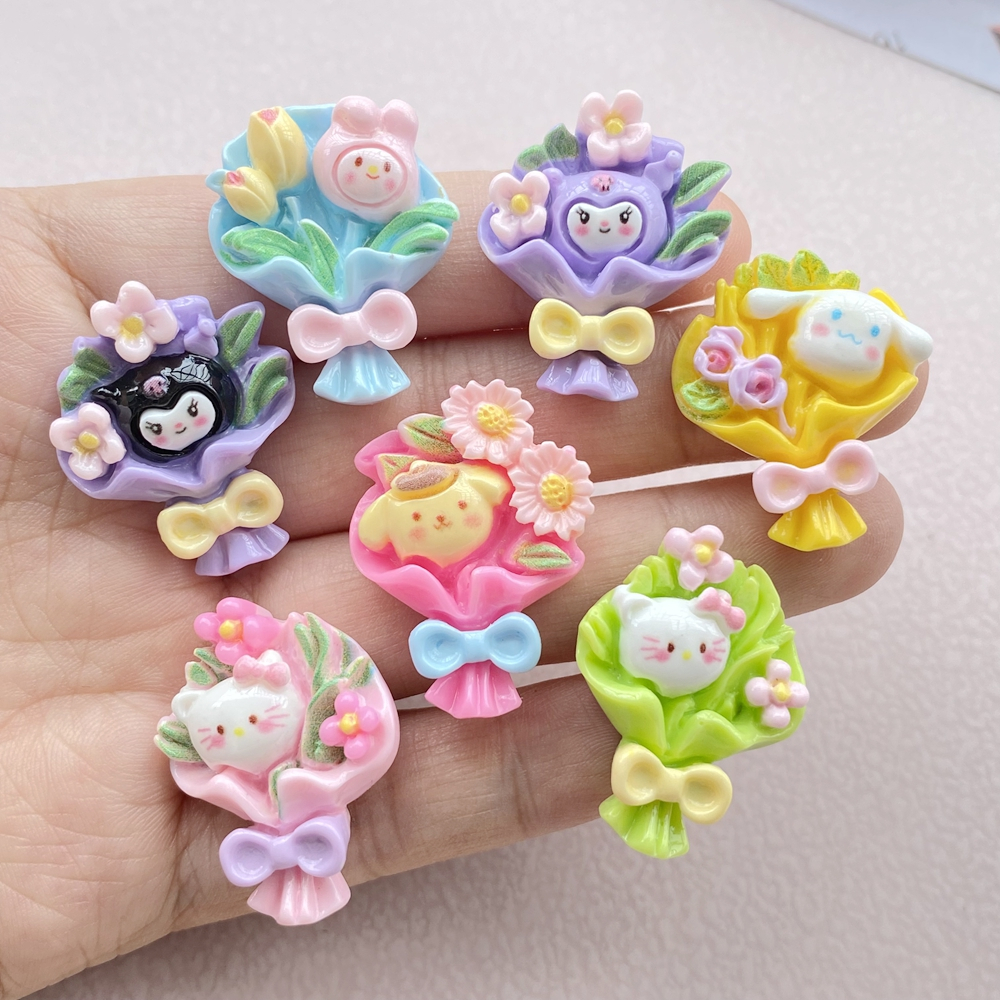10-piece Set Cute Resin Cartoon Sanrio Skull Rice, KT Cat Bouquet ...