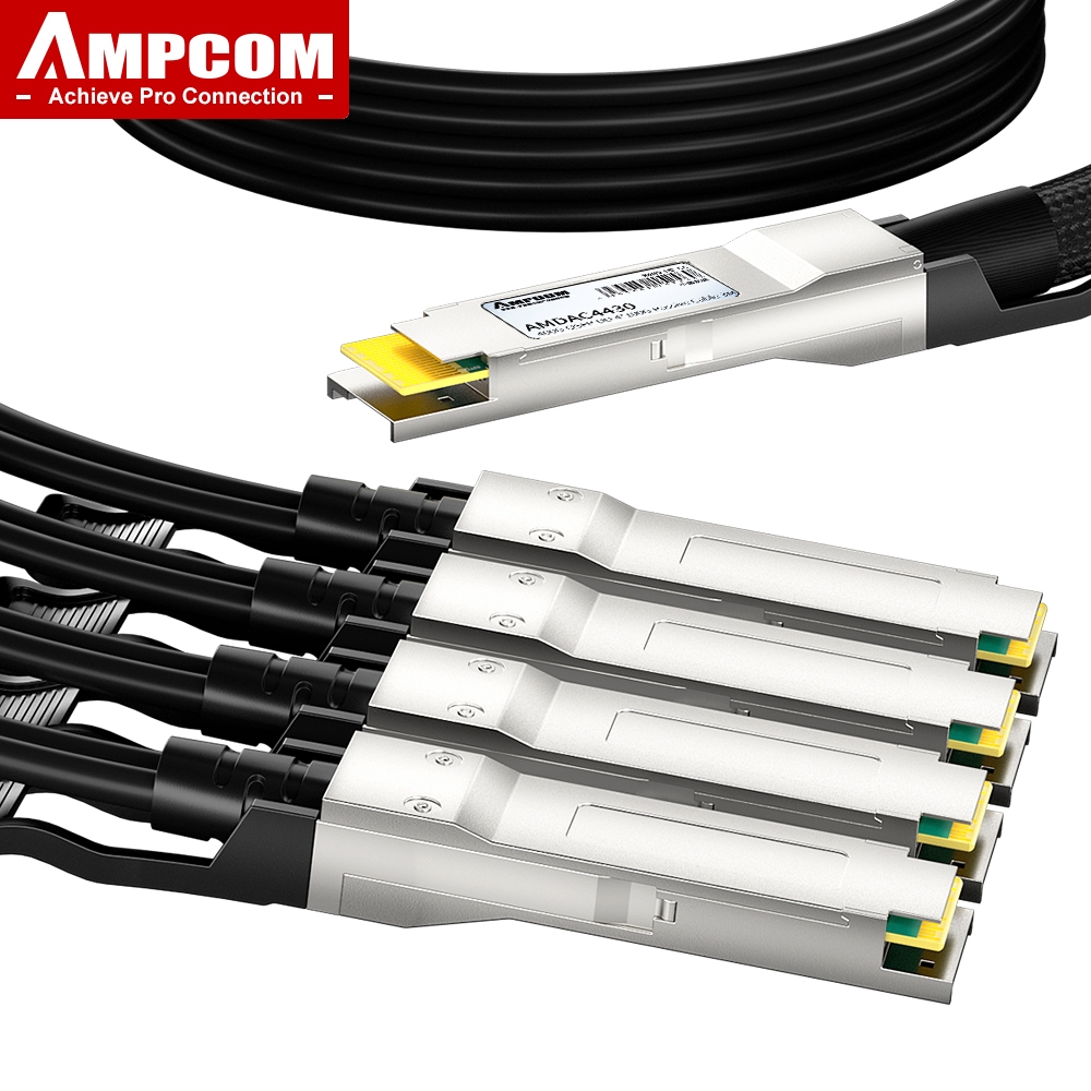 AMPCOM 400G PAM4 QSFP-DD to 4x 100G SFP56 Passive Direct Attach Twinax ...