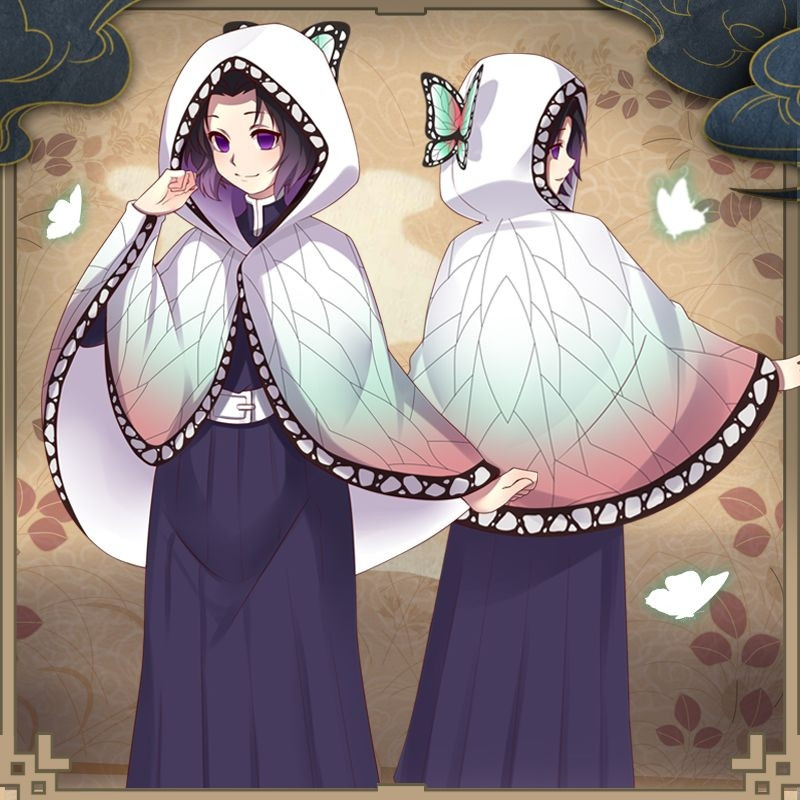 Demon Slayer Kawaii Kochou Shinobu Hooded Cloak Blanket Anime Girls ...