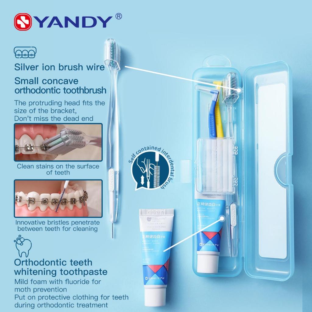 YANDY Orthodontic Concave/convex Toothbrush, Toothpaste, Gap Brush ...