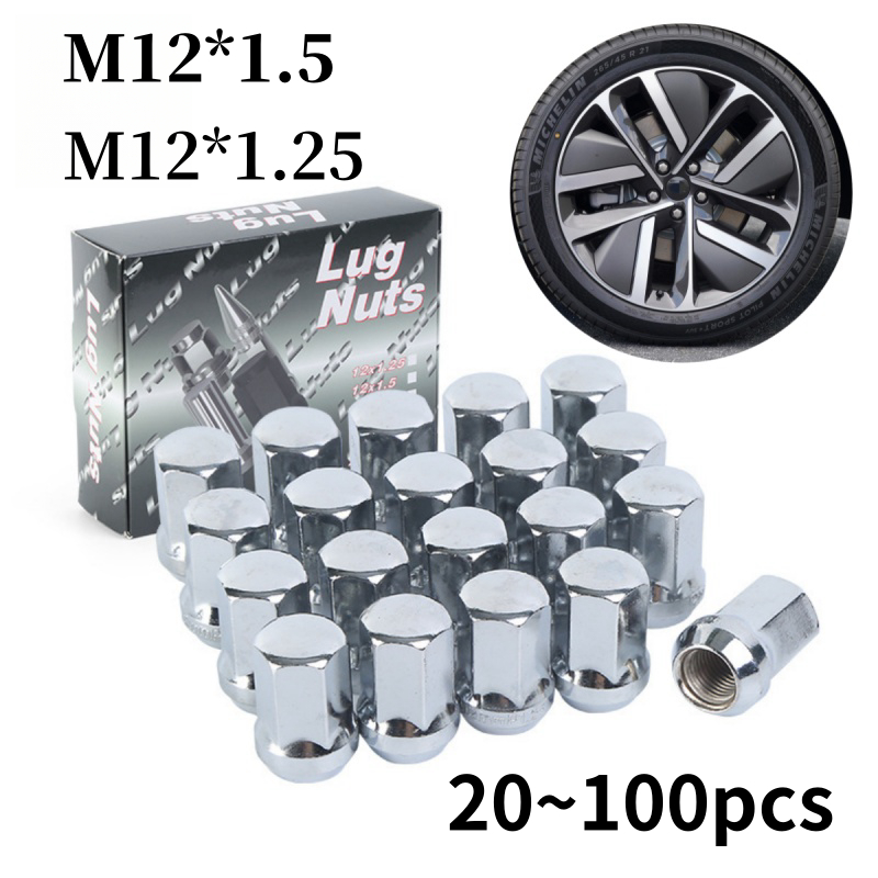 20~100pcs Lug Nut/M12x1.25 Tire Nut/M12x1.5 Hex Nut For Car Wheel Lug ...