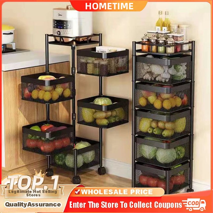 ⚡LOWEST PRICE⚡Rotating Trolley Rack Kitchen Rack Rotating Rack Spice ...