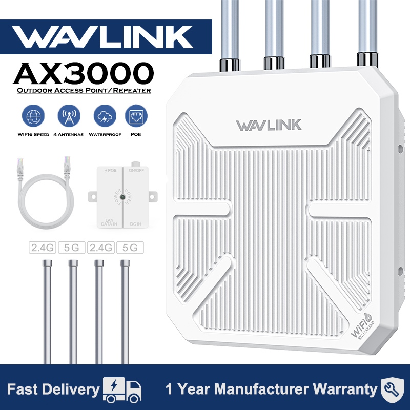 Wavlink WiFi6 Access Point Outdoor AX3000 Dual Band Router With POE ...