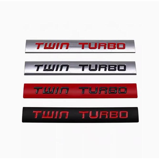 Twin TURBO Metal Label Double Grinding Wheel Pressurized Engine Badge ...