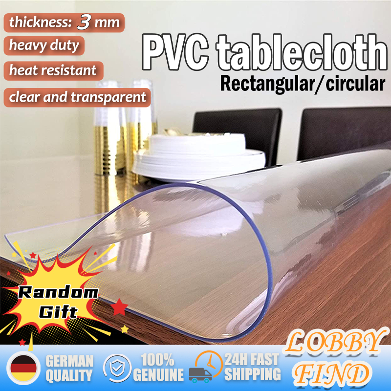 3MM Upgrade Transparent PVC Table Cloth Kitchen Dining Room Mantle ...