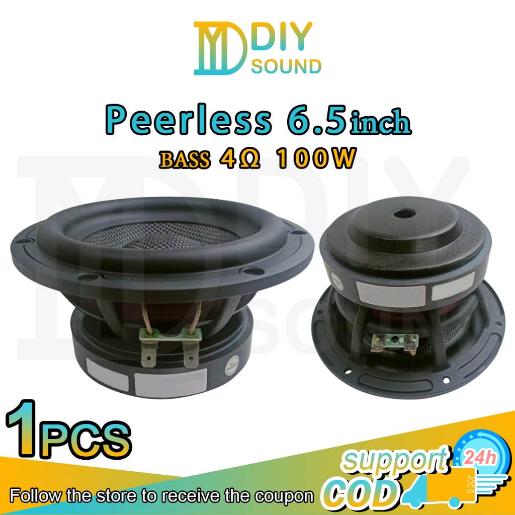 DIYSOUND Peerless 6.5 inch 4Ω 100W BASS Car Speaker Subwoofer Car Stereo Subwoofer Speaker 6.5 ...