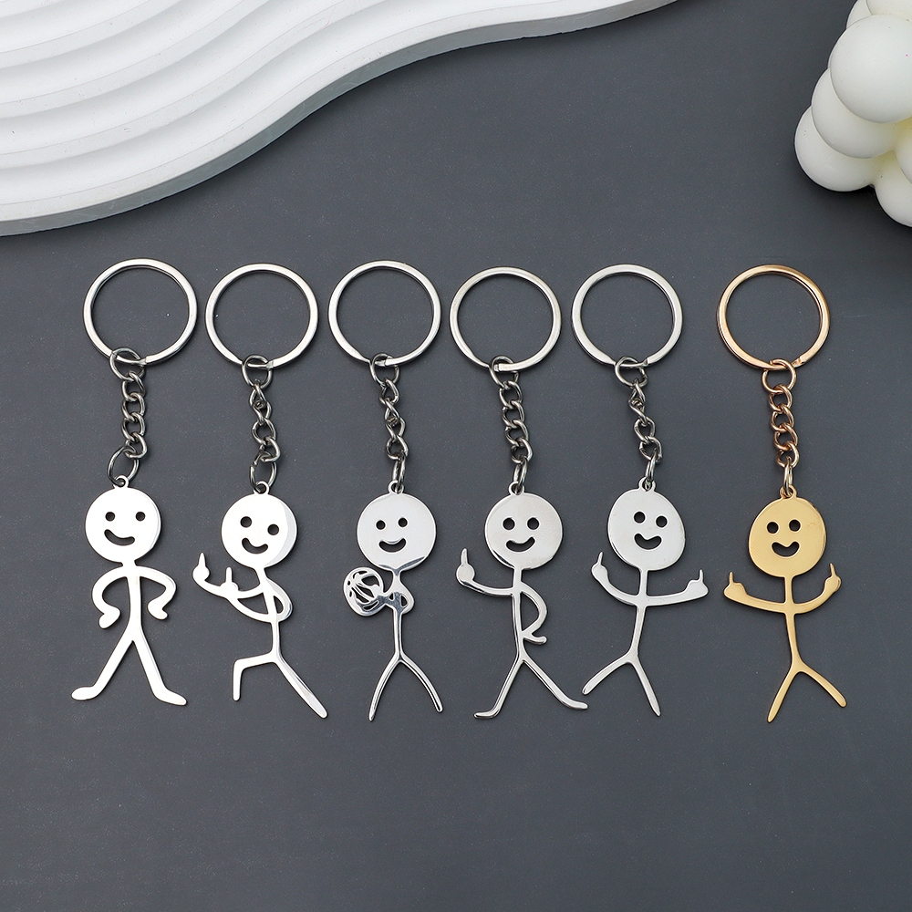 1pcs Metal Stickman Keychain Middle Finger Stick Figure Man Pendant ...