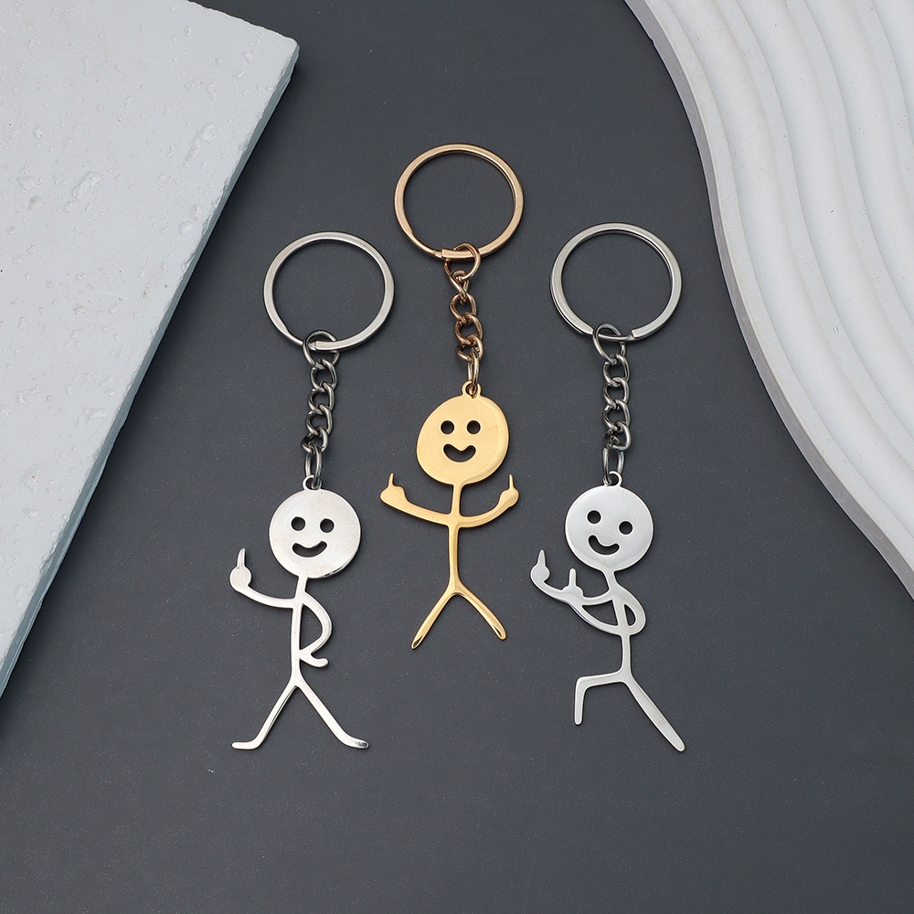 Funny Fuxk You Middle Finger Stickman Keychain Hip Hop Brief Strokes ...