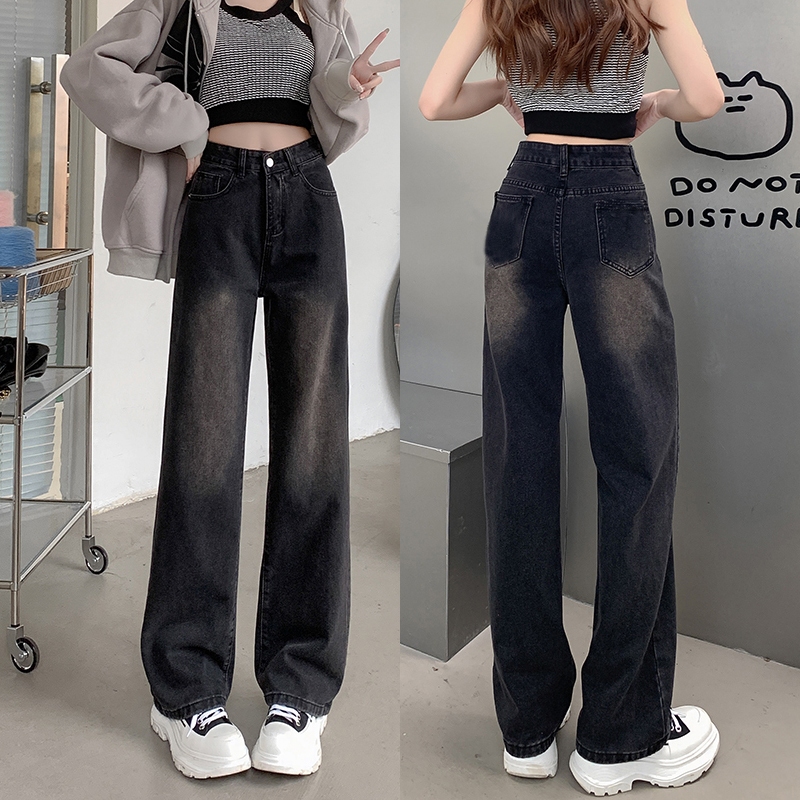 High Waist Wide Leg Jeans Women Korean Version New Style Slimmer Look