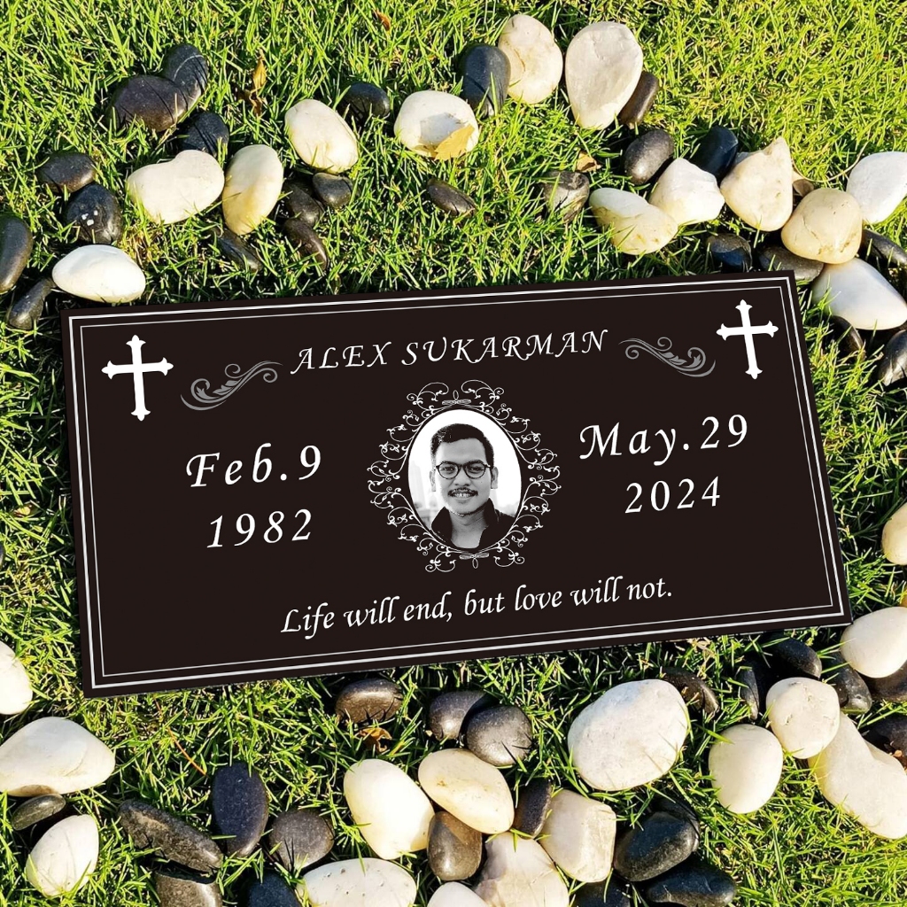 Lapida Black Granite with Picture Personalized Tombstone Plaque Carving ...