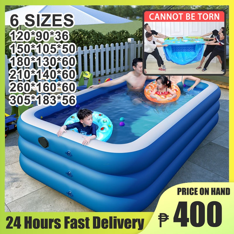 Inflatable Swimming Pool Printed Kids Portable Family Three Ring Layer ...