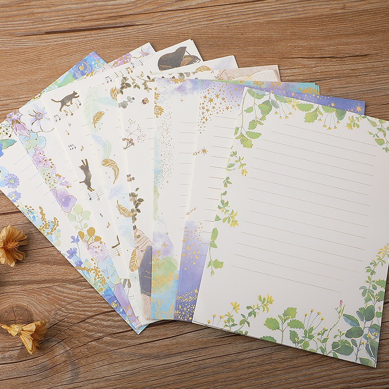 8pcs/set Exquisite Gilding Flowers Letter Pads Kawaii Leter Paper for ...