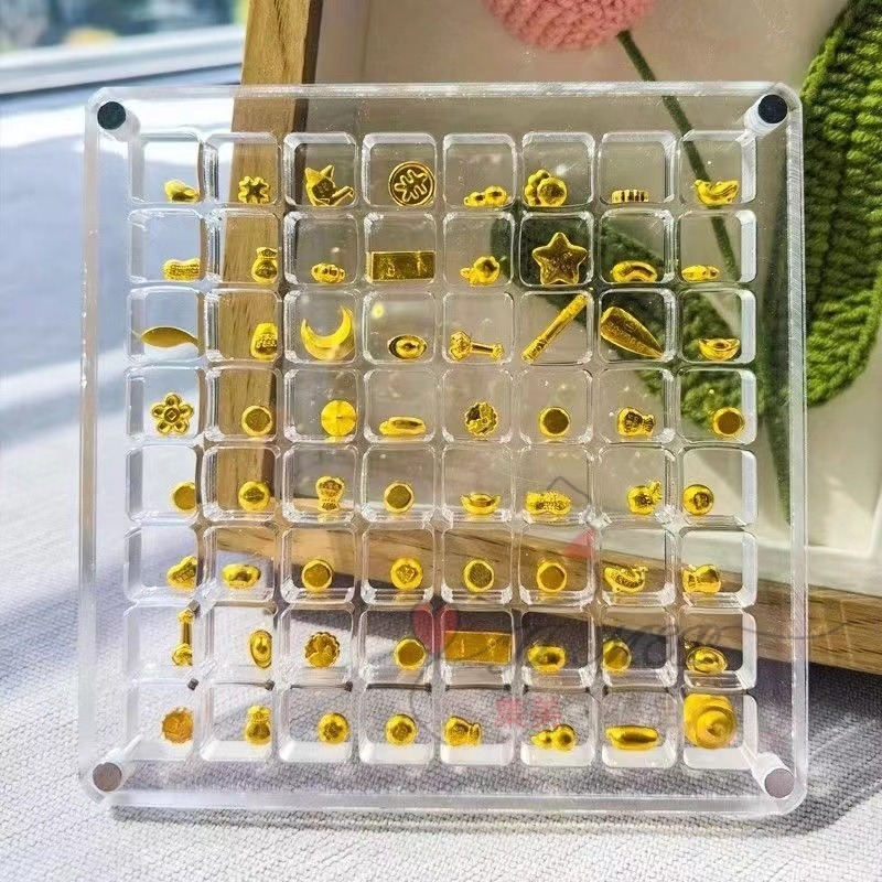 Gold Little Golden Beans Storage Box Separated Transparent Display Box ...