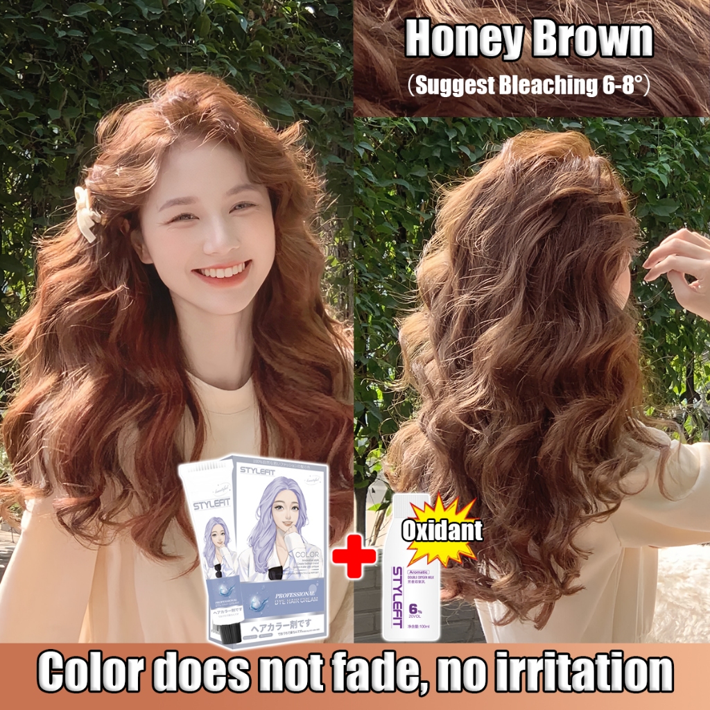 STYLEFIT Hair Color Permanent Honey Brown(100ml Hair Dye+100ml Oxidizer ...