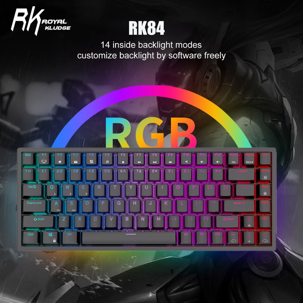 RK Royal Kludge RK84/RK857 Tri-Mode Hotswappable RGB Backlit Bluetooth ...