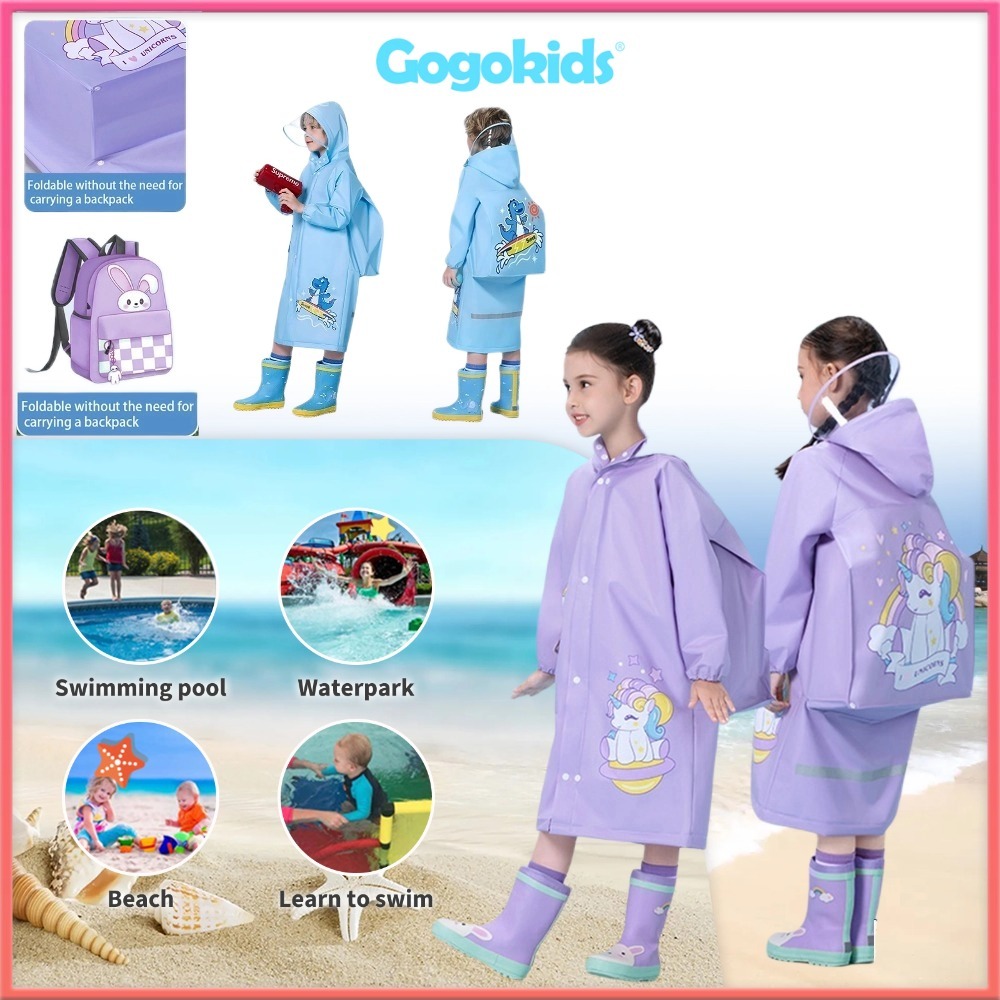 Toddler Rain Suit Cute Thicken Rain Kids Raincoats Boys Girls Rain Jacket Cartoon Zipper Rain ...