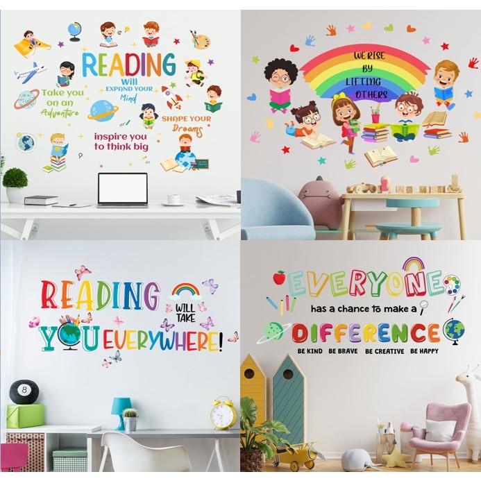 PVC wall sticker waterproof wallpaper Cartoon Character Color English ...