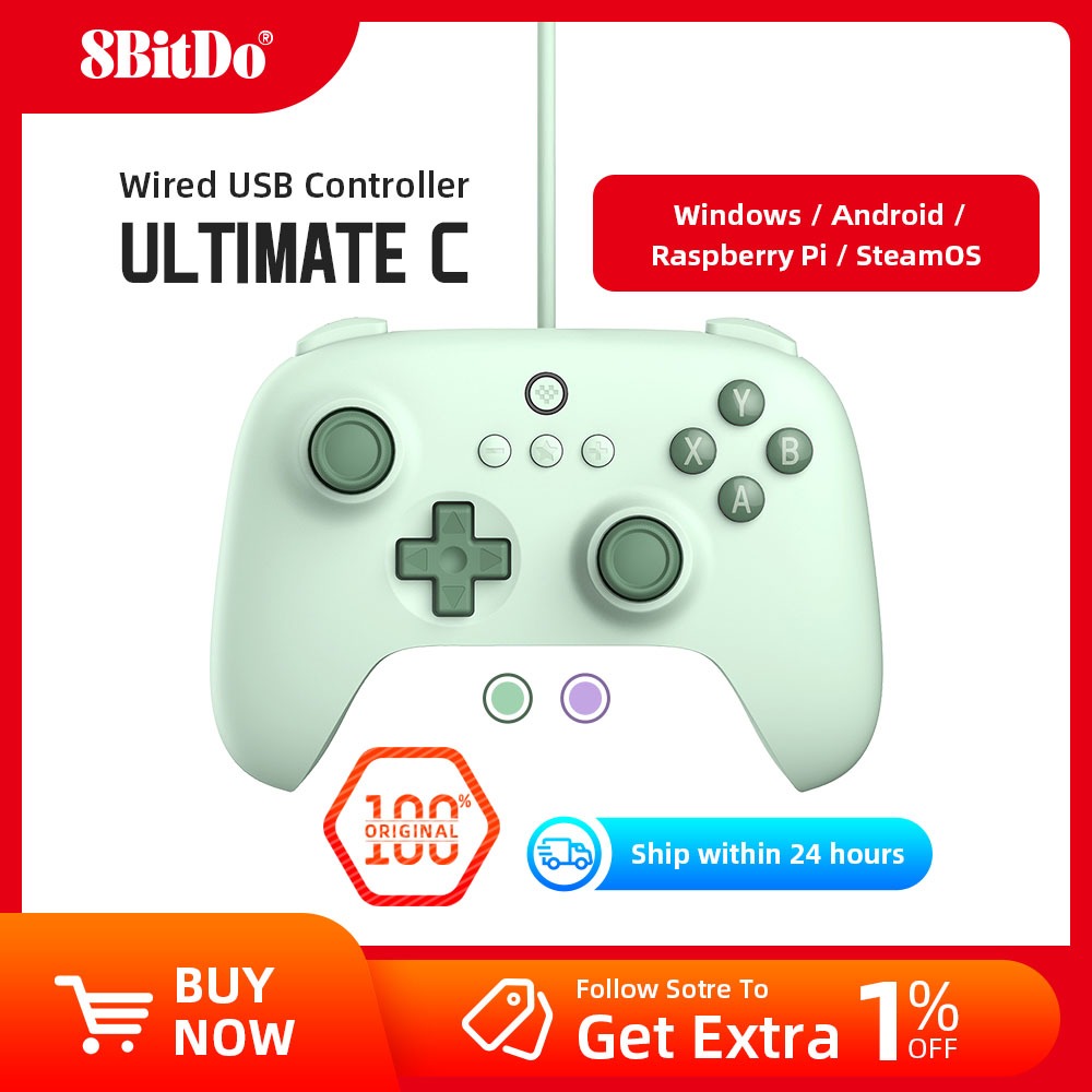 8BitDo Ultimate C Wired Controller Wired USB Compatibility for Windows Android and Steam Deck ...