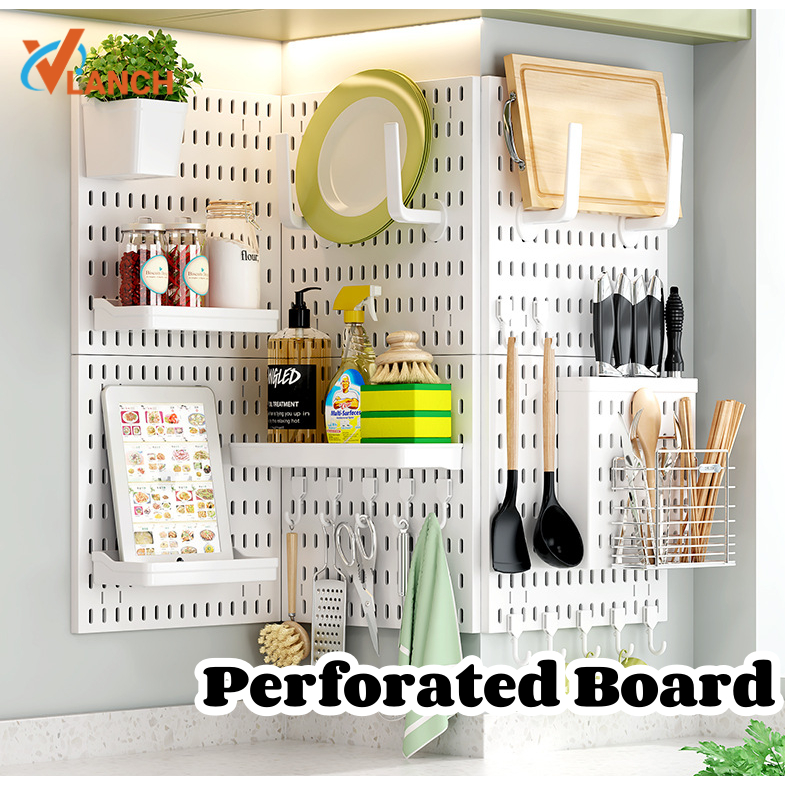 VLANCH Wall Shelf Pegboard Dish Rack Kit Hole Board for Wall Home Decor ...