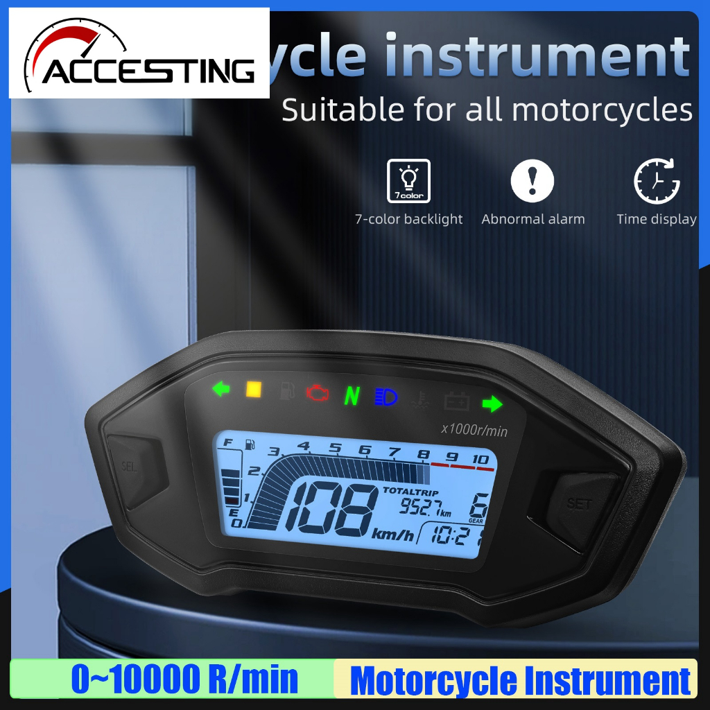 10000Rpm Led Adjustable Speedometer Universal Motorcycle 7 Colors ...
