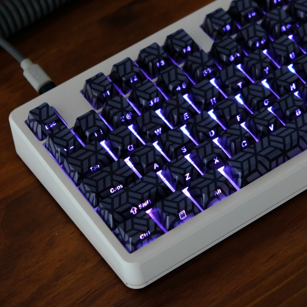 136 Keys Cube Keycap Side Print Backlit keycaps Cherry Profile PBT ...