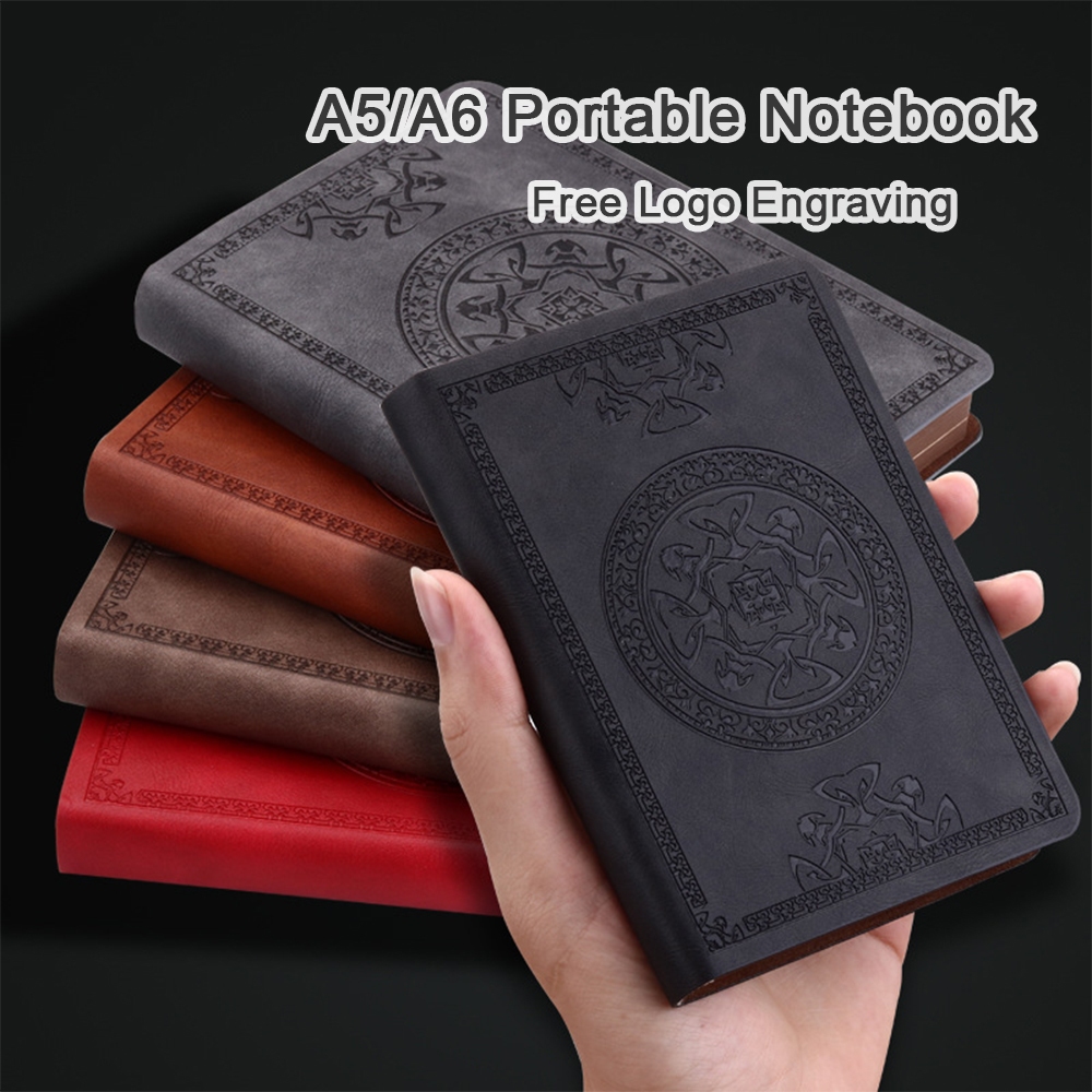 (Free Logo engraving) A5/A6 small pocket notebook, business soft ...