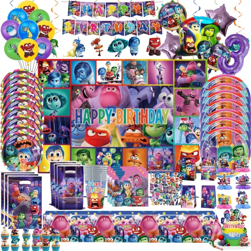Inside Out Birthday Party Supplies Tableware Paper Plate Cup Tablecloth ...