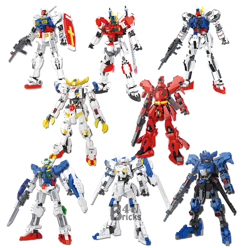 8pcs Mech Warrior Toy Set, Gundam Characters Building Blocks Compatible ...