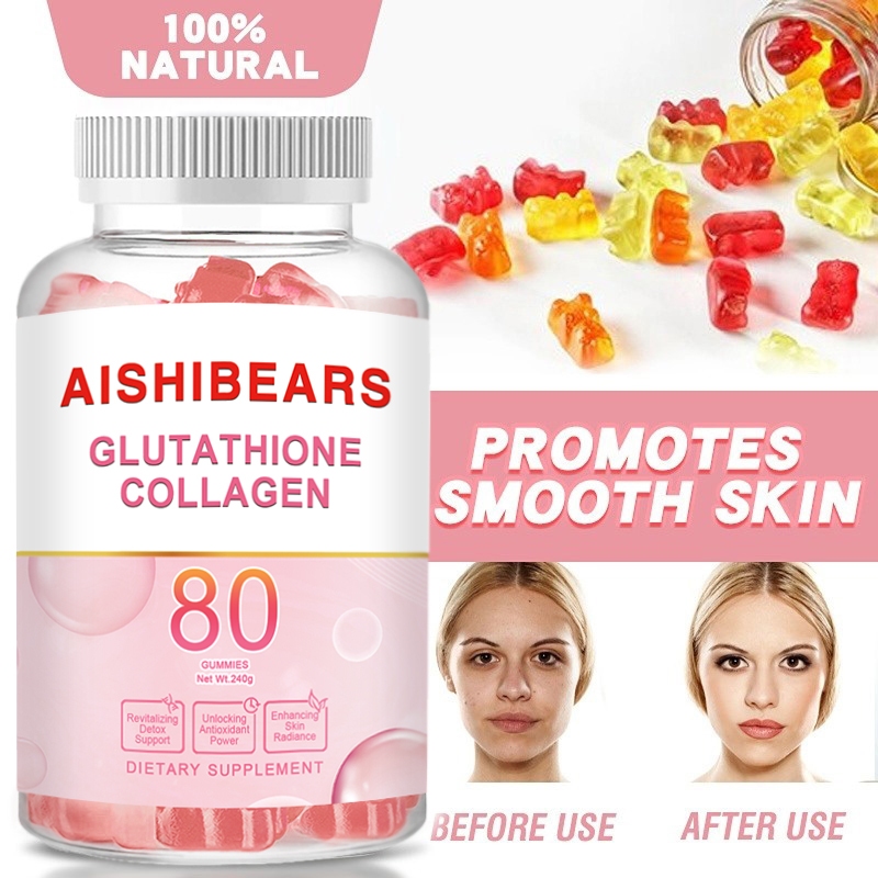 Aishi Bears Glutathione Collagen Gummies Vitamins Whitening Glow Beauty ...
