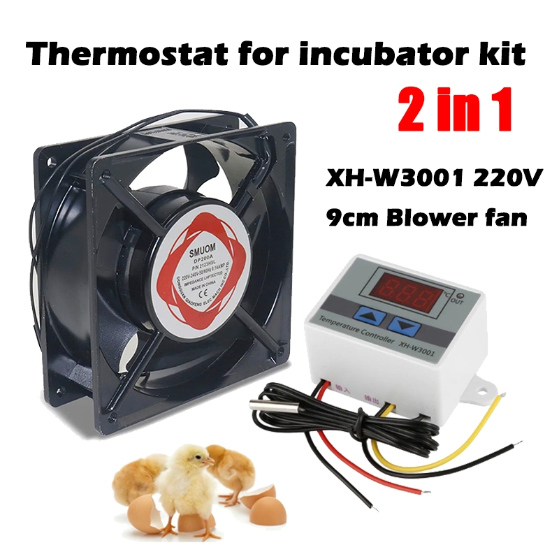 2 in 1 Egg incubator kit Blower fan XH-3001 Digital temperature ...