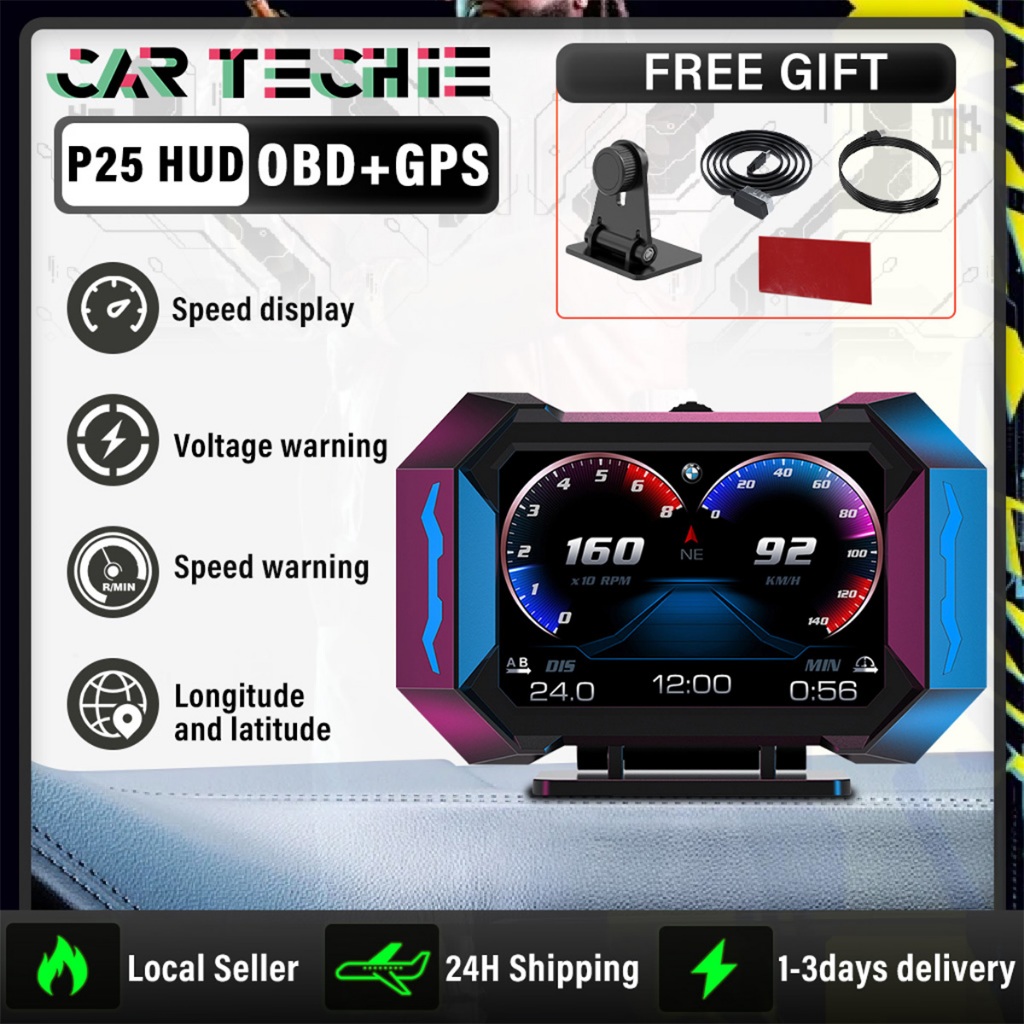 WEITI P25 Heads Up Display Car OBD+GPS Multi-Data Monitor Digital ...