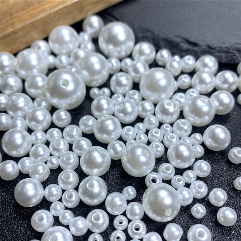 3/4/6/8/10/12mm Round Loose Beads Perforated Imitation Pearls Abs Beads ...