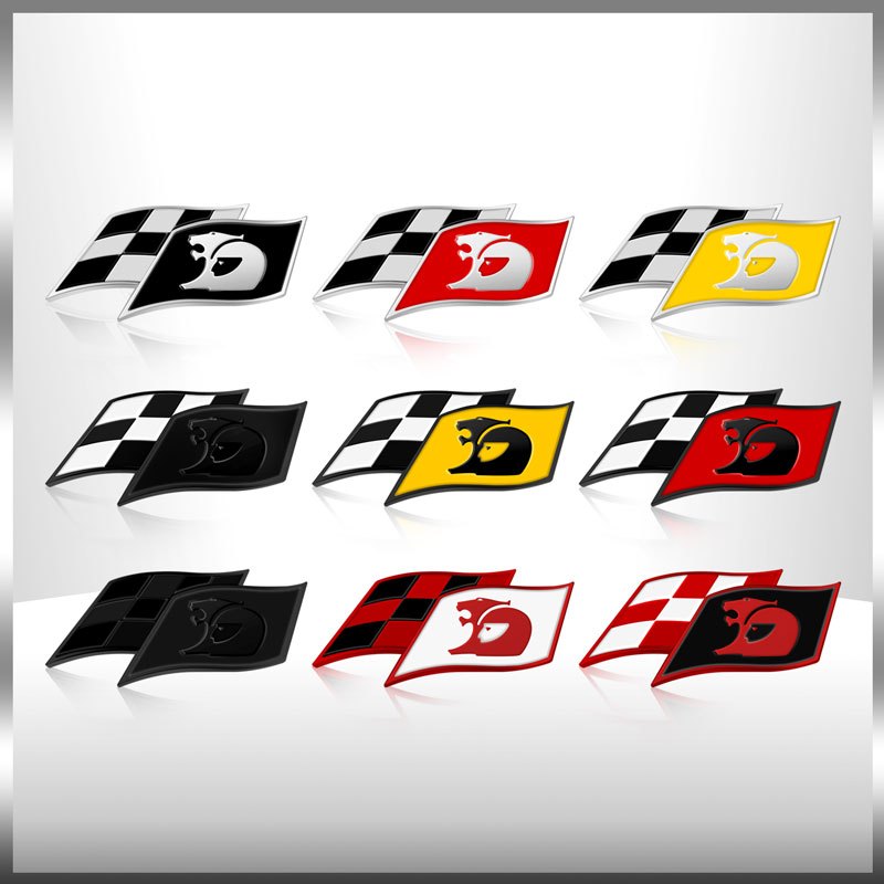 3D Metal Car Sticker Lion Head Racing Flag Rear Emblem Decal Tail Trunk ...