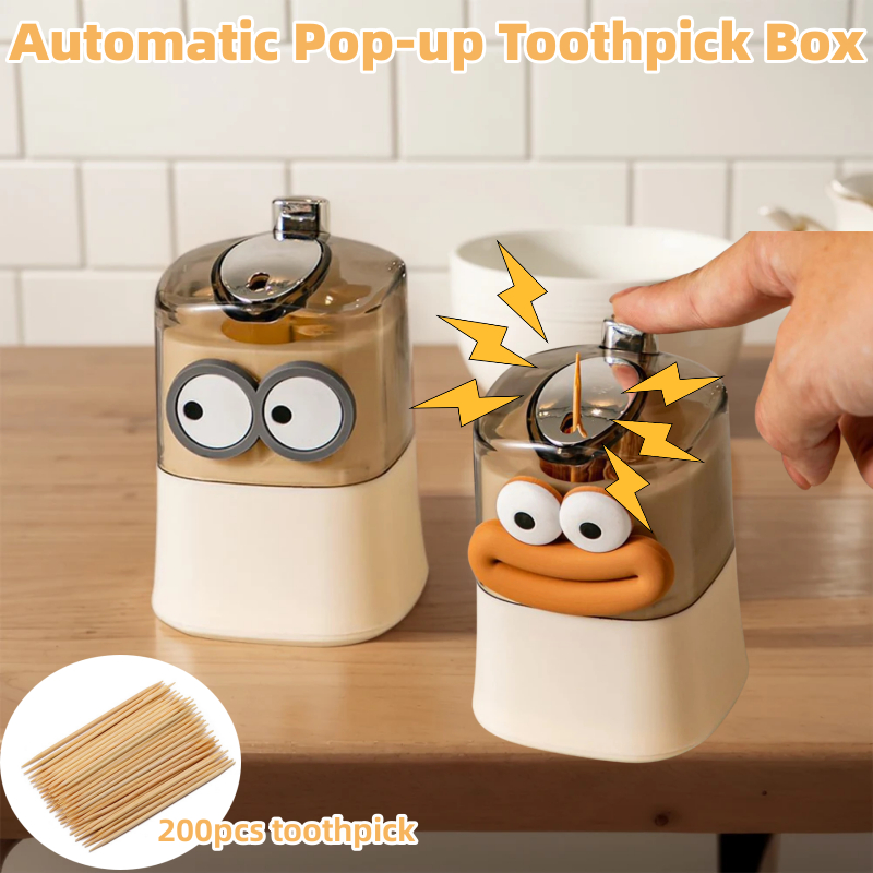 Cream Style Automatic Pop-up Toothpick Box Dispenser Creative Press ...