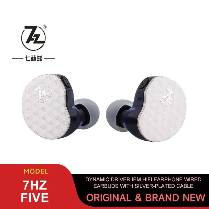 7HZ FIVE Dynamic Driver IEM HiFi Earphone Wired Earbuds with Silver ...